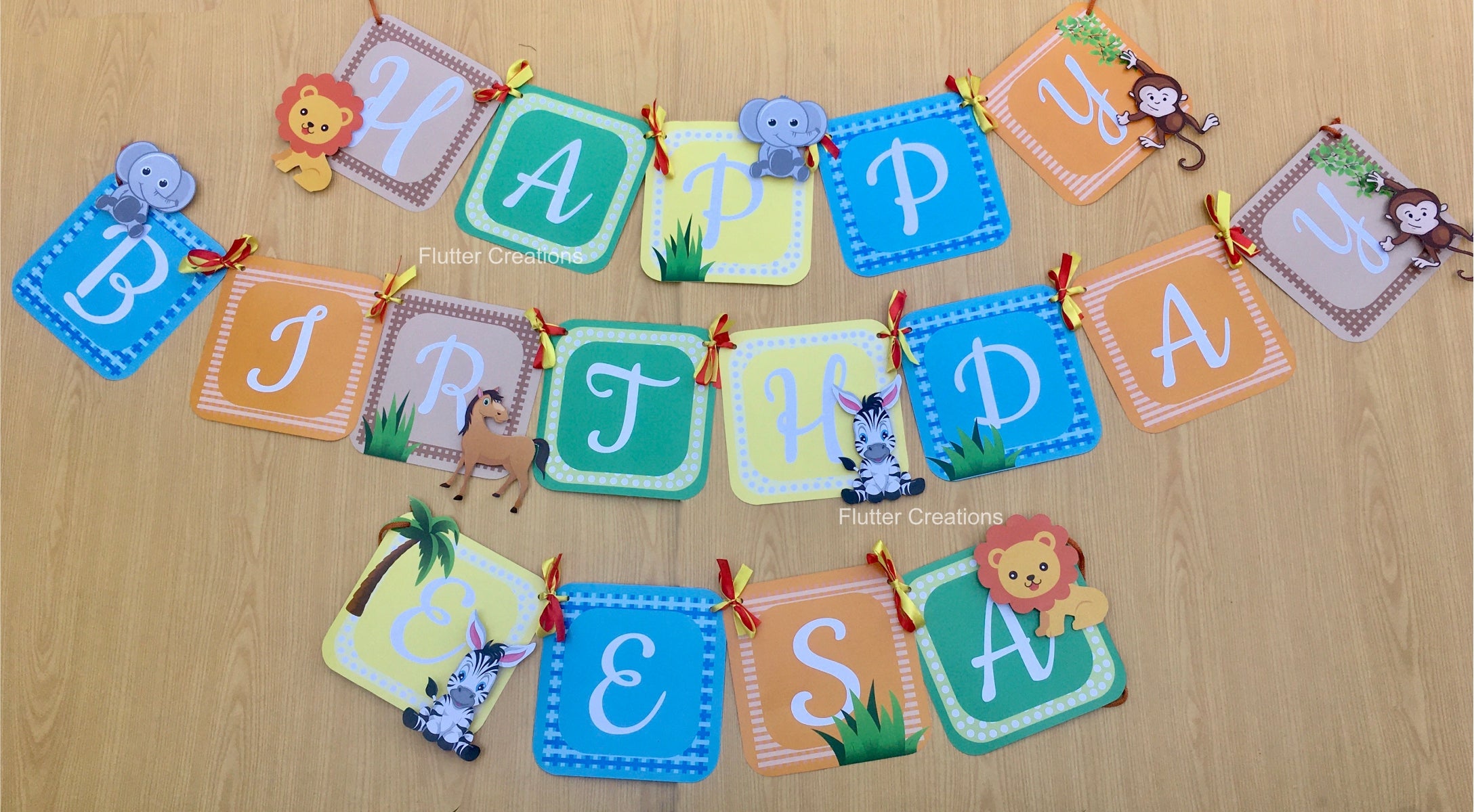 Animal Safari Happy Birthday Banner – Flutter Creations