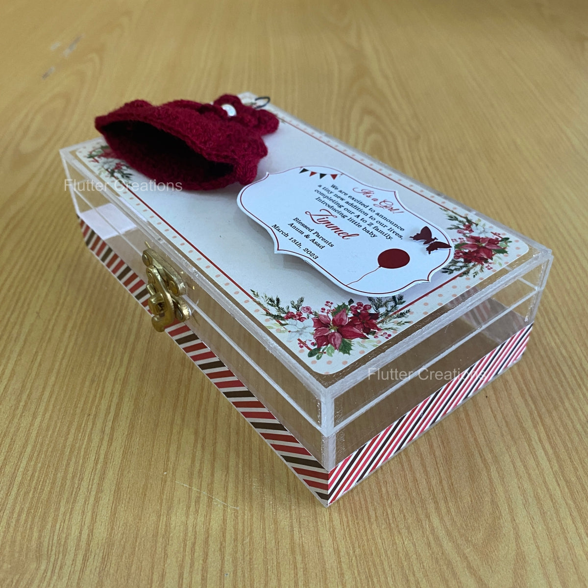 Maroon Crochet - Baby Girl Announcement Acrylic Box – fluttercreations