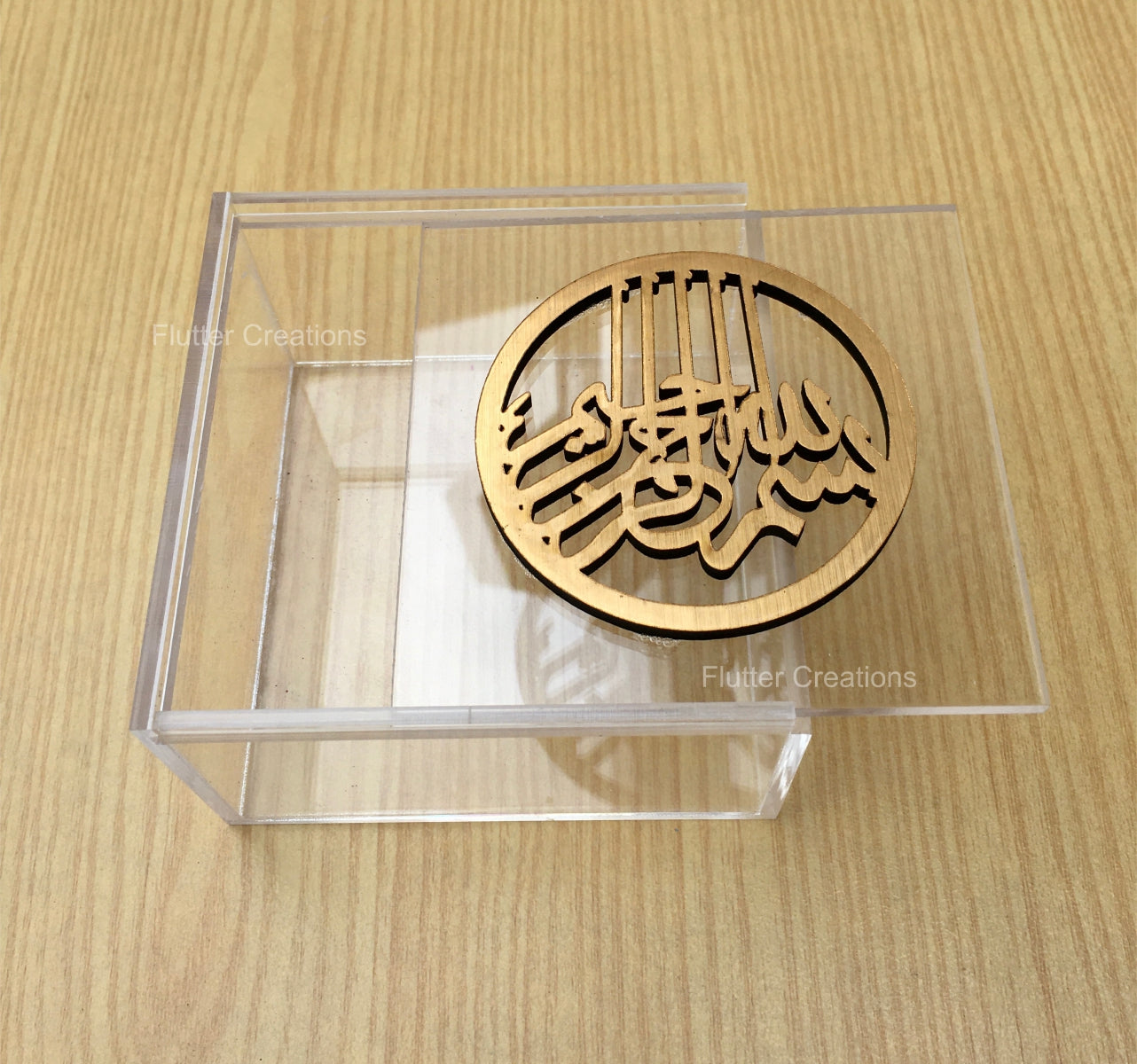 Acrylic Slider Box with Bismillah Golden Cutout – fluttercreations