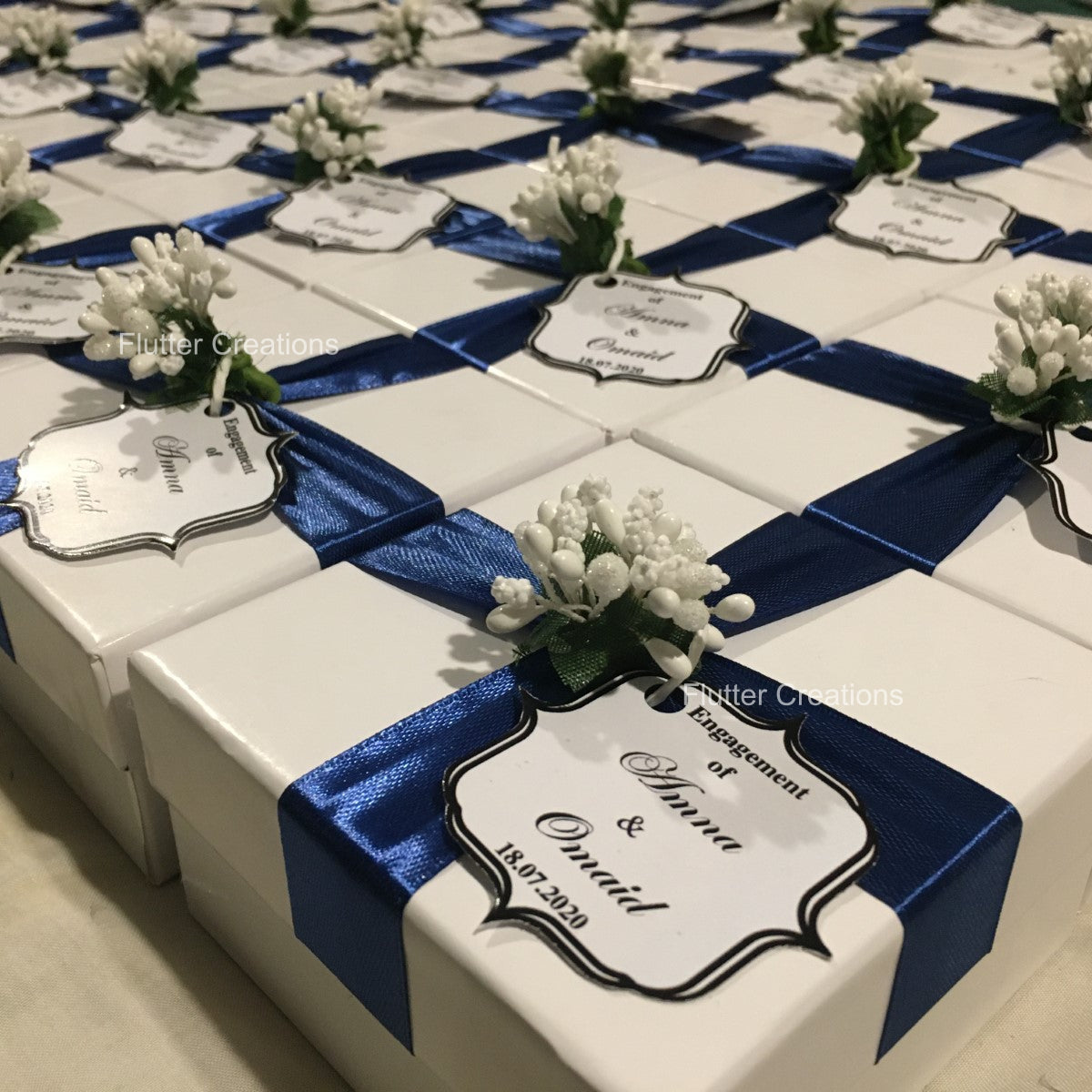 White Box with Blue Ribbon – fluttercreations